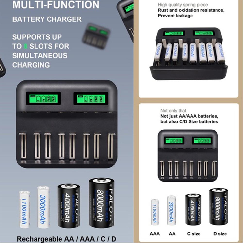 Buy Universal for AA AAA 8 Slots Rechargeable Battery USB Chargers LCD ...