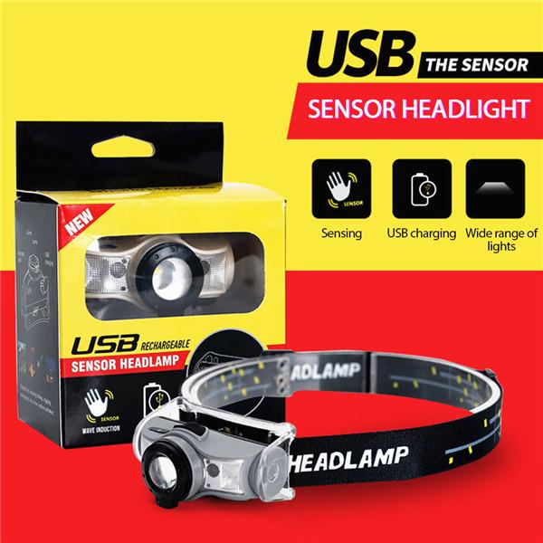Buy Waterproof Inductive Headlamp Usb Highlight Led Telescopic Zoom ...