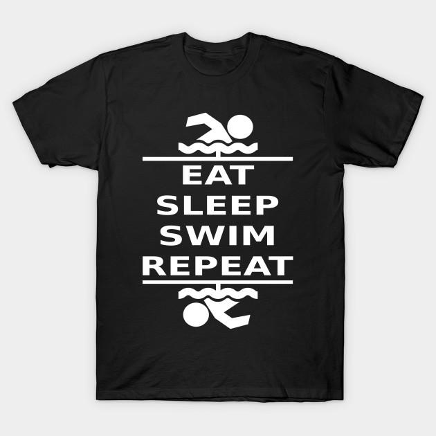 Buy Men Black Print T-shirt Super Large TShirt Eat Sleep Swim Repeat ...