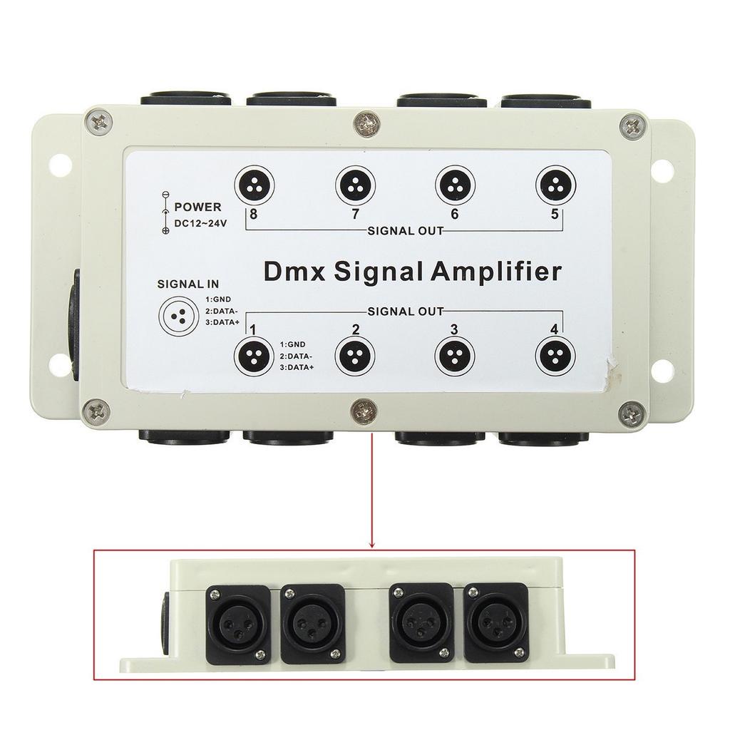 8 Channel Output DMX512 Signal Amplifier DMX LED Splitter Distributor ...