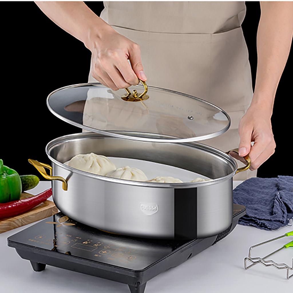 Buy Stainless Steel Fish Steamer Multi-Use Oval Roasting Cookware ...