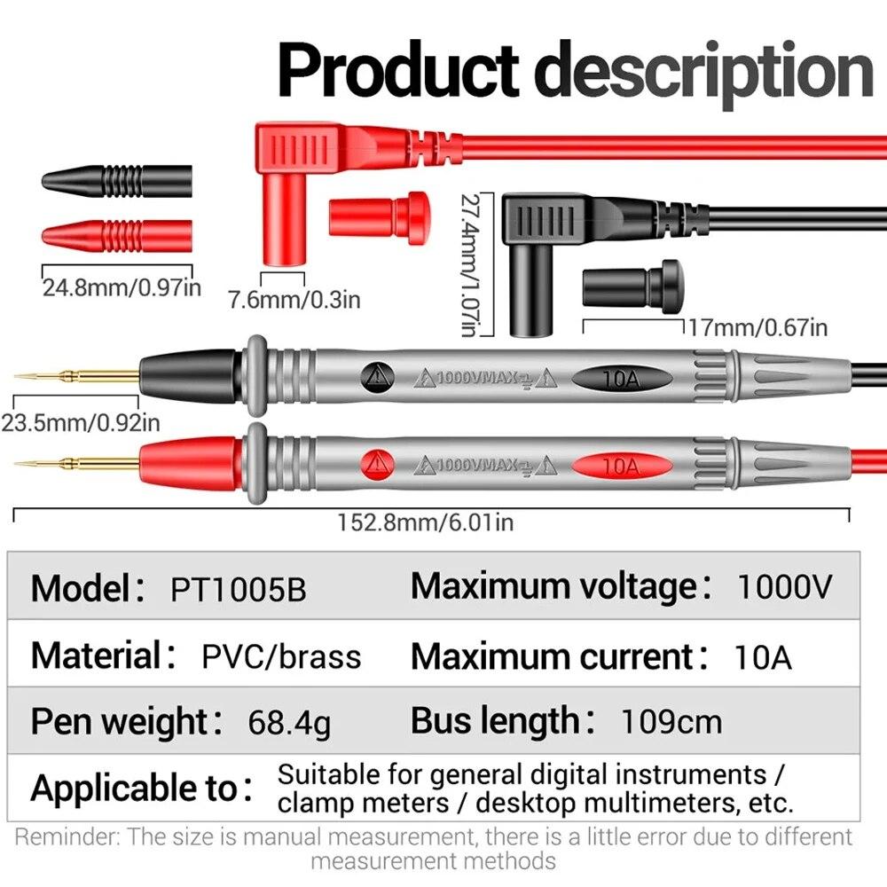 Buy NEW Digital Multimeter Probe Test Leads 1000V 10A 20A Universal ...