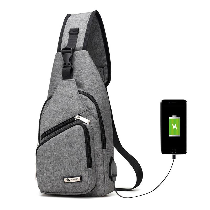 Buy Fashion Men USB Charging Bag Sport Chest Pack Crossbody Shoulder ...