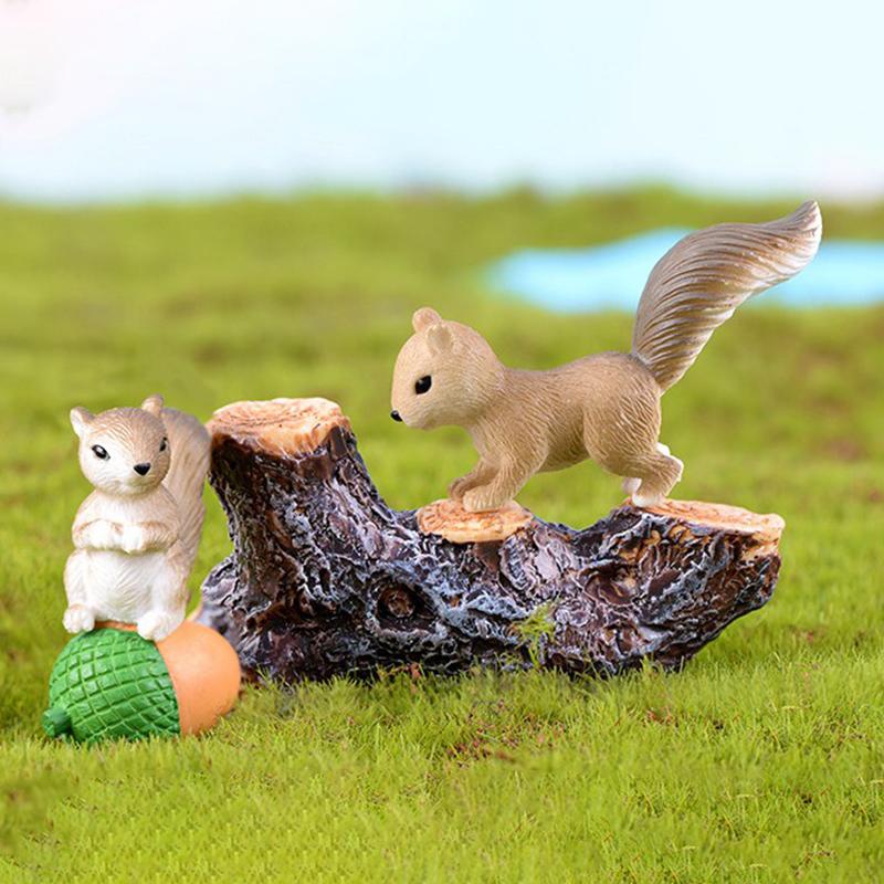 Buy 4Pcs Mini Squirrel Garden Ornament Diy Miniature Fairy Micro ...