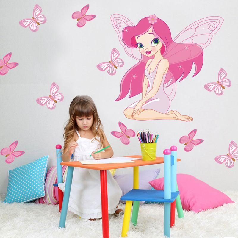 Color Fairy Princess Art Wall Sticker Self-adhesive Kindergarten Wall ...