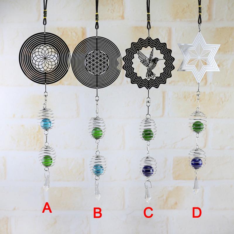 3D Metal Hanging Spinner Wind Chime with Spiral Tail Ball Center Home ...