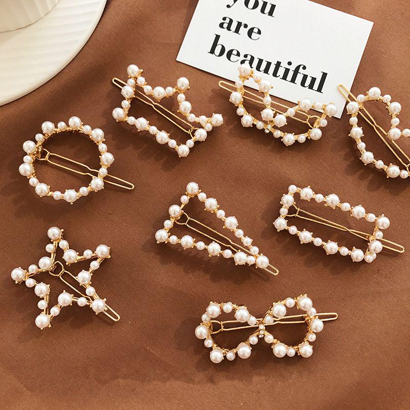 Buy Korea Geometric Pearl Round Hair Clips Hairpins Triangle at ...