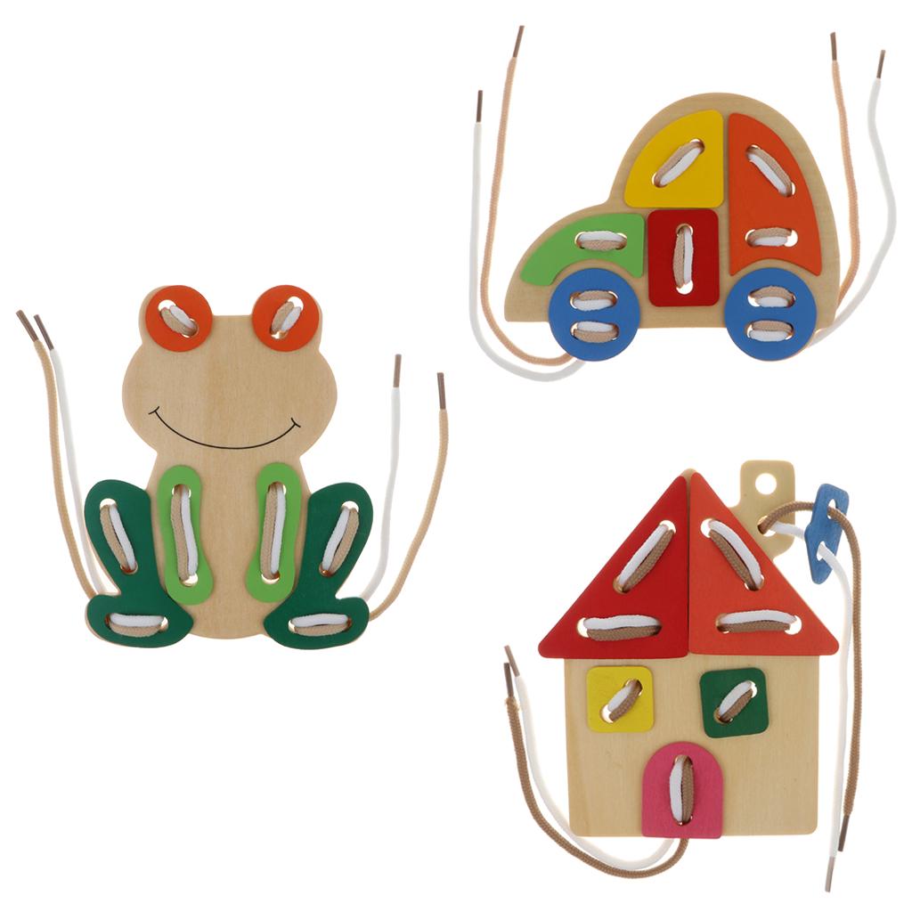Buy Wooden Threading Board Kids Lacing Toy Educational Activity Laces ...