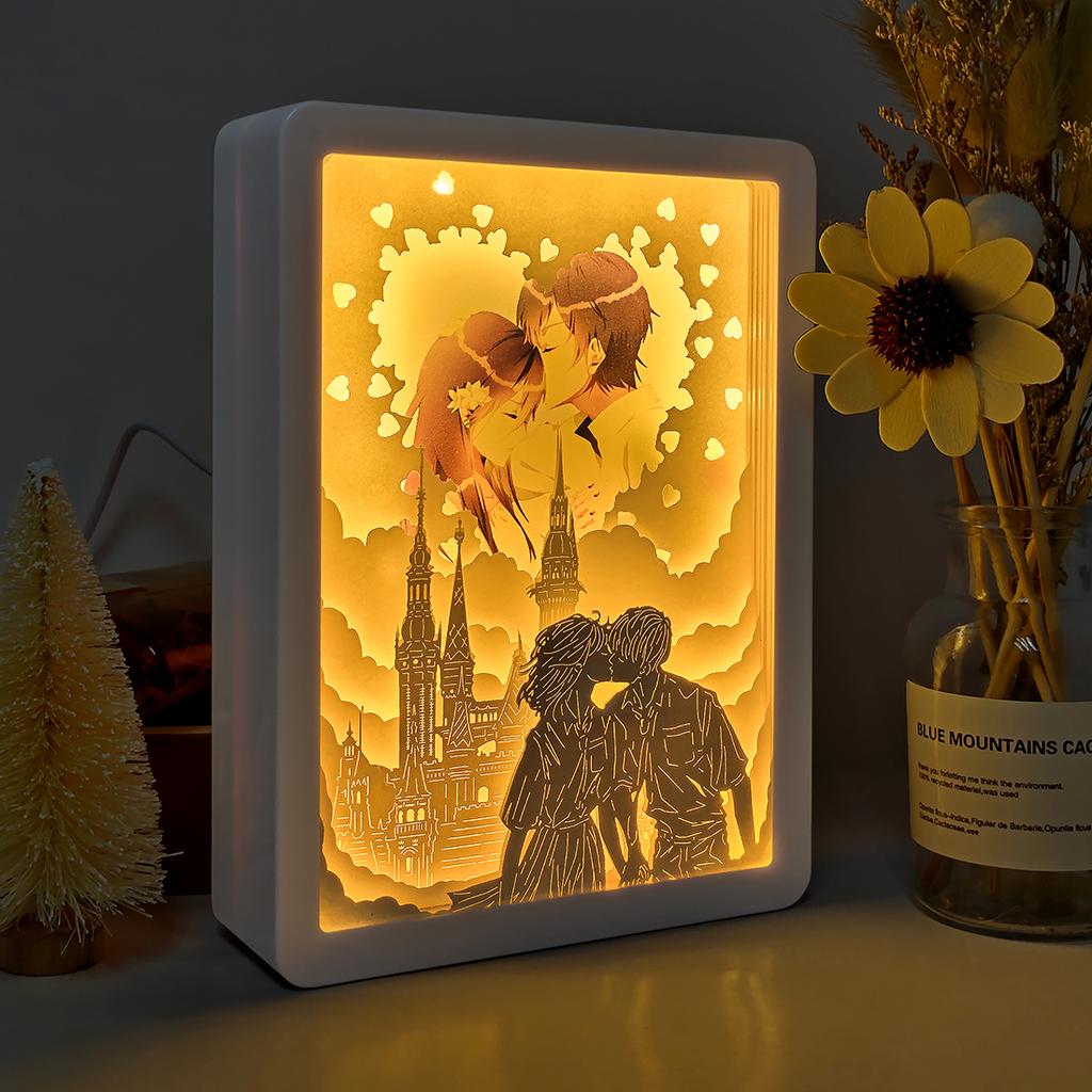 Cheap KuDiff 3D Paper cut Lightbox with Custom Photo Shadow Box Night ...