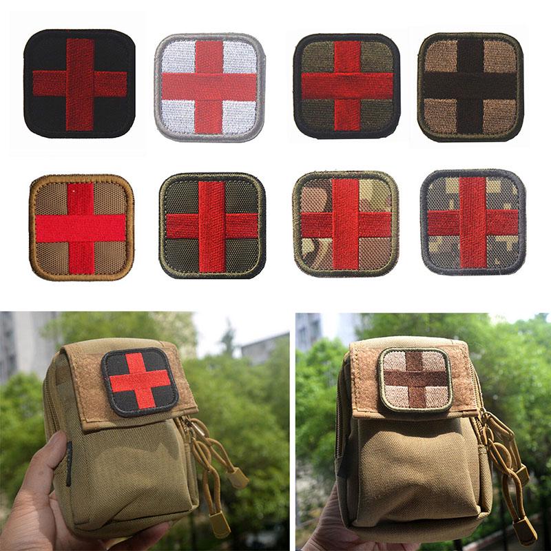Outdoor Survival First Aid Cloth Cross Hook Loop Fastener Badge Patch 5 ...