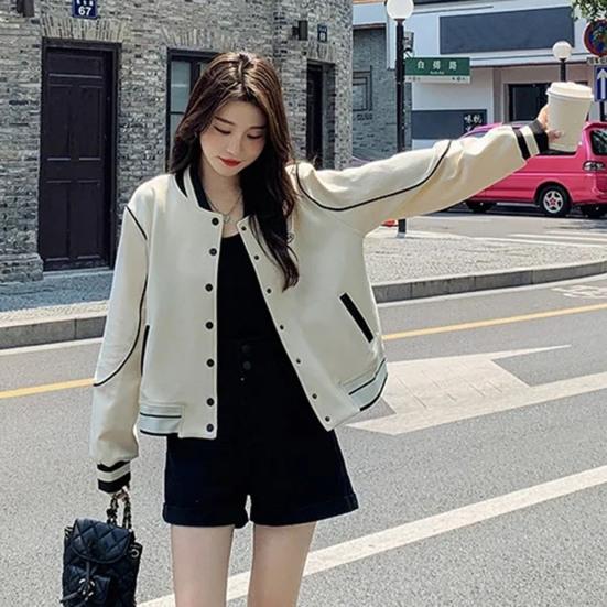 Cheap Women Coat Color Matching Long Sleeve Stand Collar Pockets Single ...