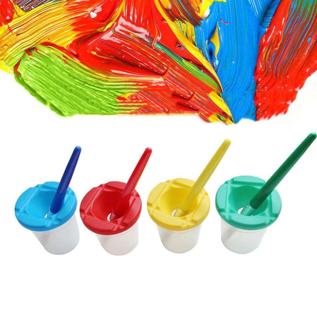Buy Spill Proof Paint Cups 4pcs Non Spill Paint Cup + 4pcs Paint ...