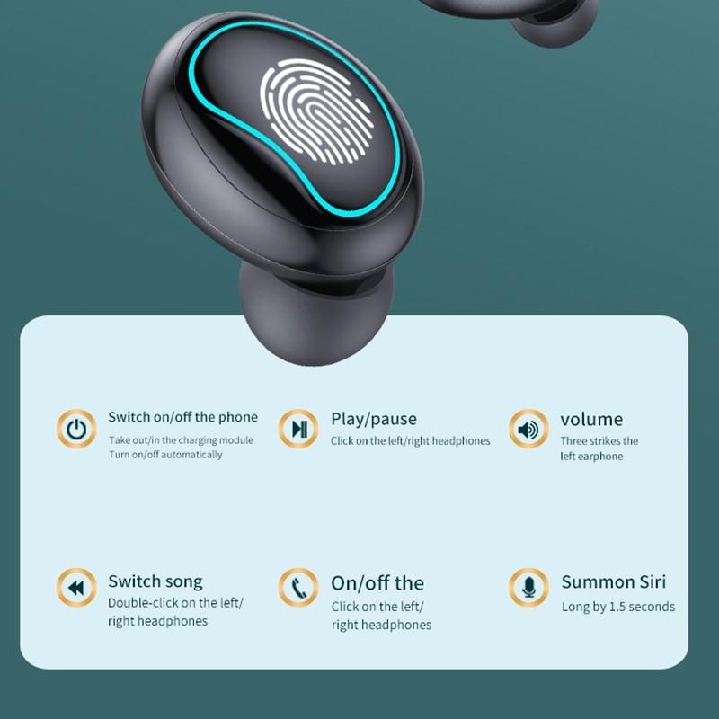 Buy Bluetooth 5.3 Earbuds HiFi Stereo Sound Headphones LED Touch Mini ...
