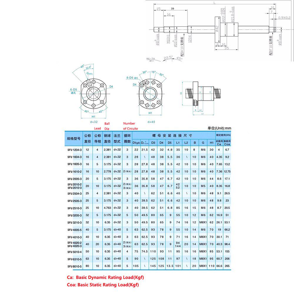 Buy 1SET SFU1204 300 400 500 600 700 800mm End Machined Ball Screw with ...