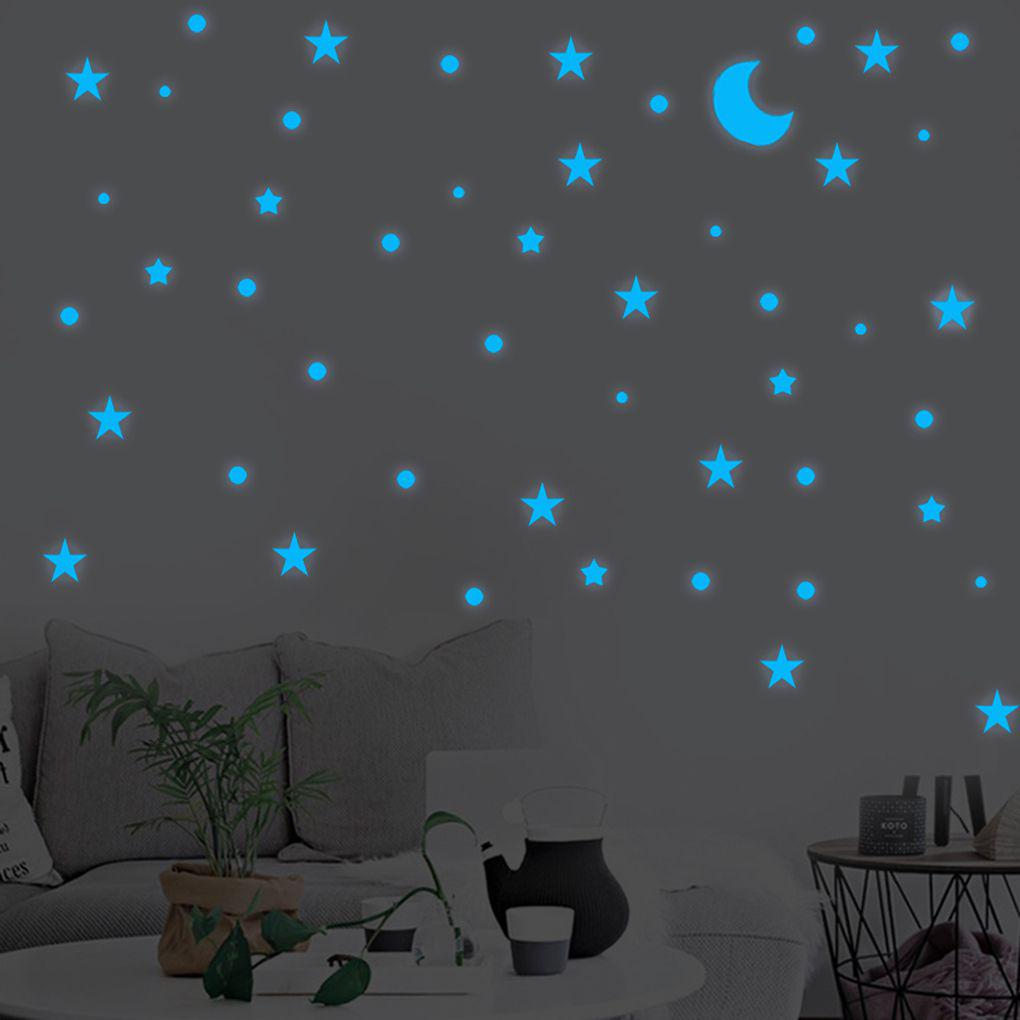Buy Wall Sticker Blue Star Luminous Sticker Background Wallpaper Mural ...