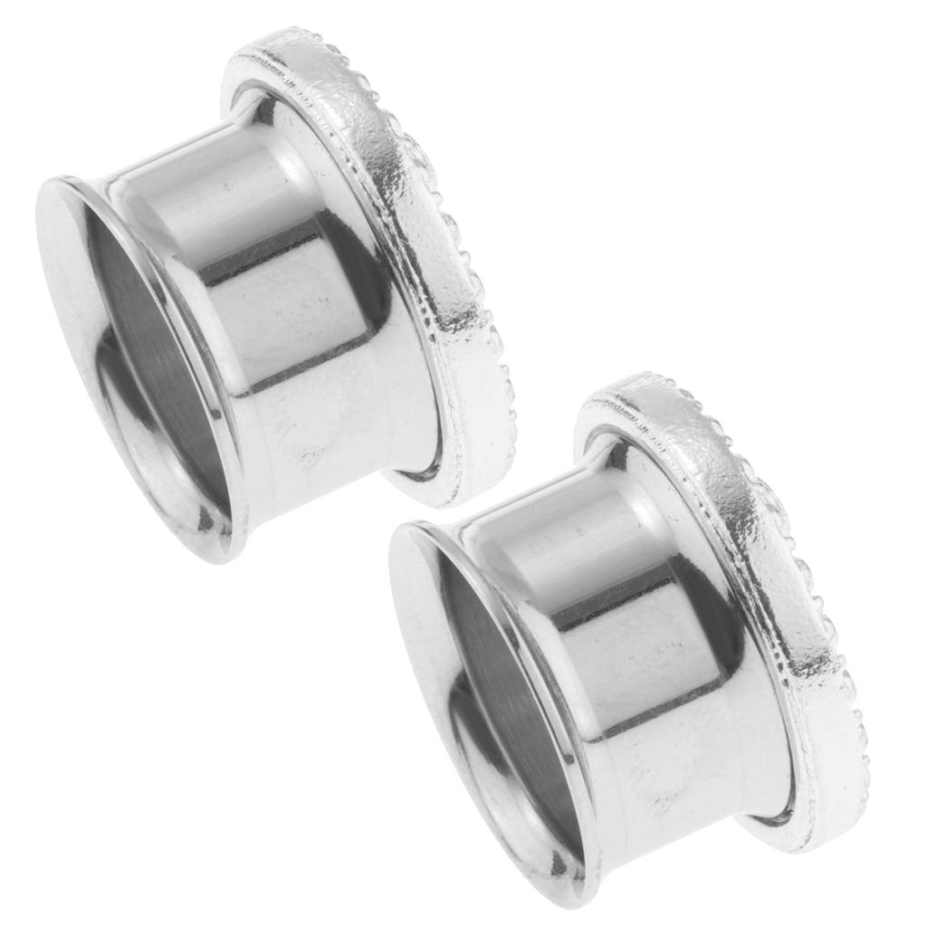Cheap 2 Pcs Fancy Silver Flower Ear Plug Tunnel Stainless Steel Jewelry ...