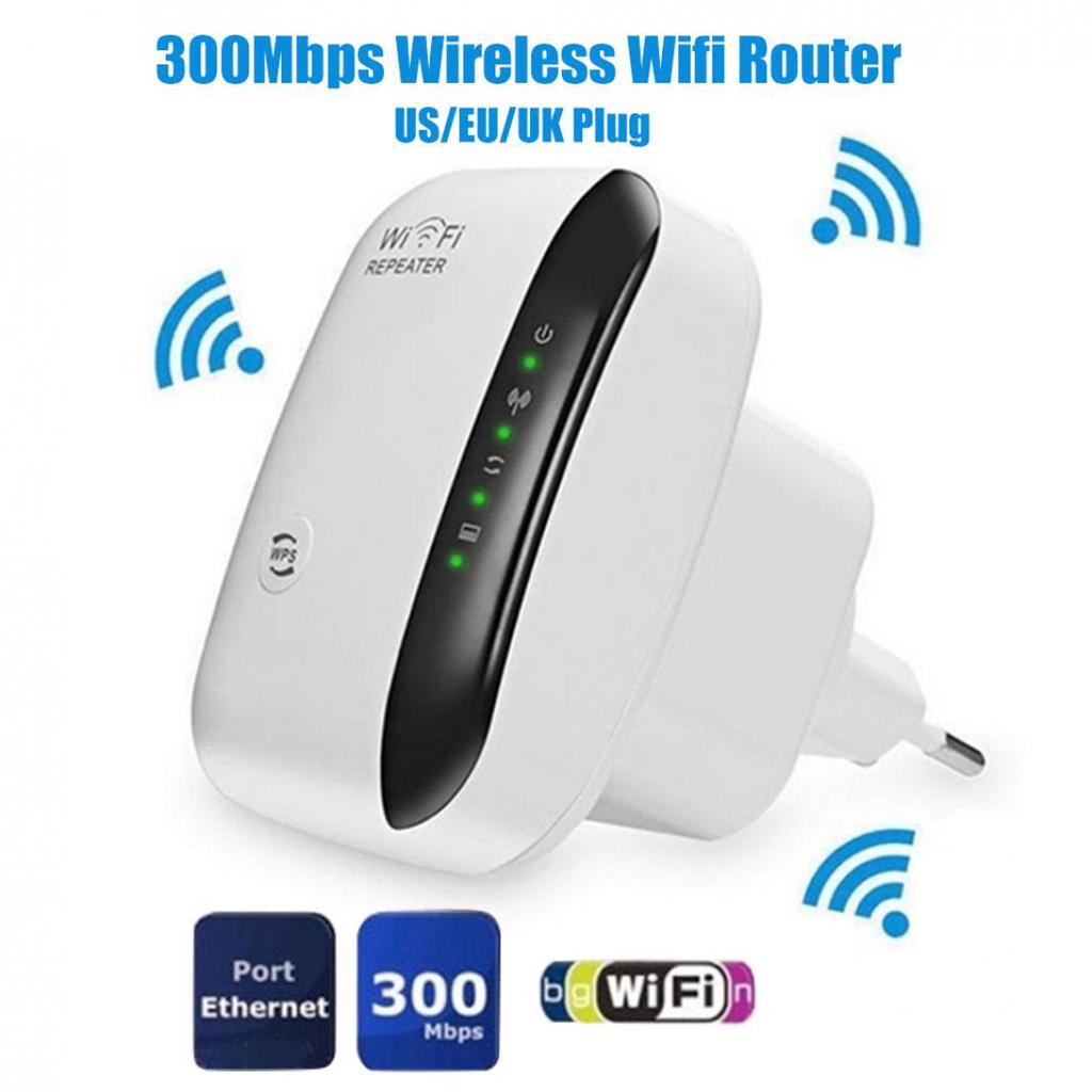 US/EU/UK Plug Socket 300Mbps Wireless WiFi Router AP Repeater WLAN ...