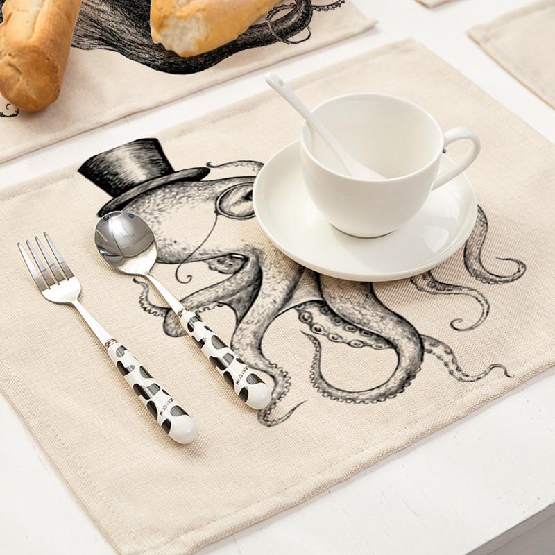 Sea Life Octopus Pattern Cup Pads Heat Insulation Placemat Anti-slip ...