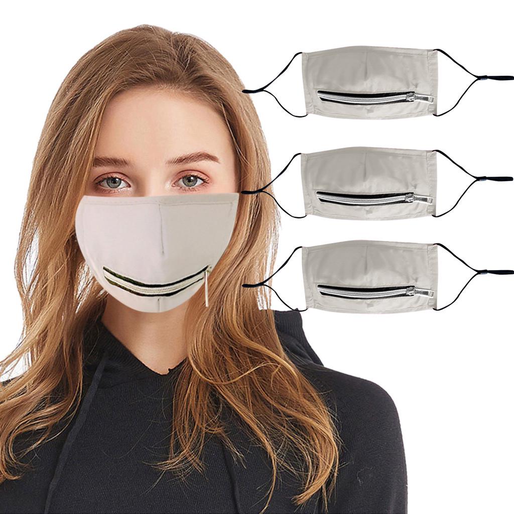 Adult Women Camouflage Protect Washable Face Drinking Mask with Zipper ...