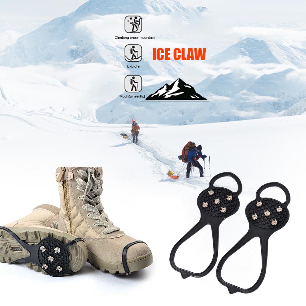 Satın alın 5 Teeth Ice Gripper Spike Cleats Crampons Non-Slip Climbing ...