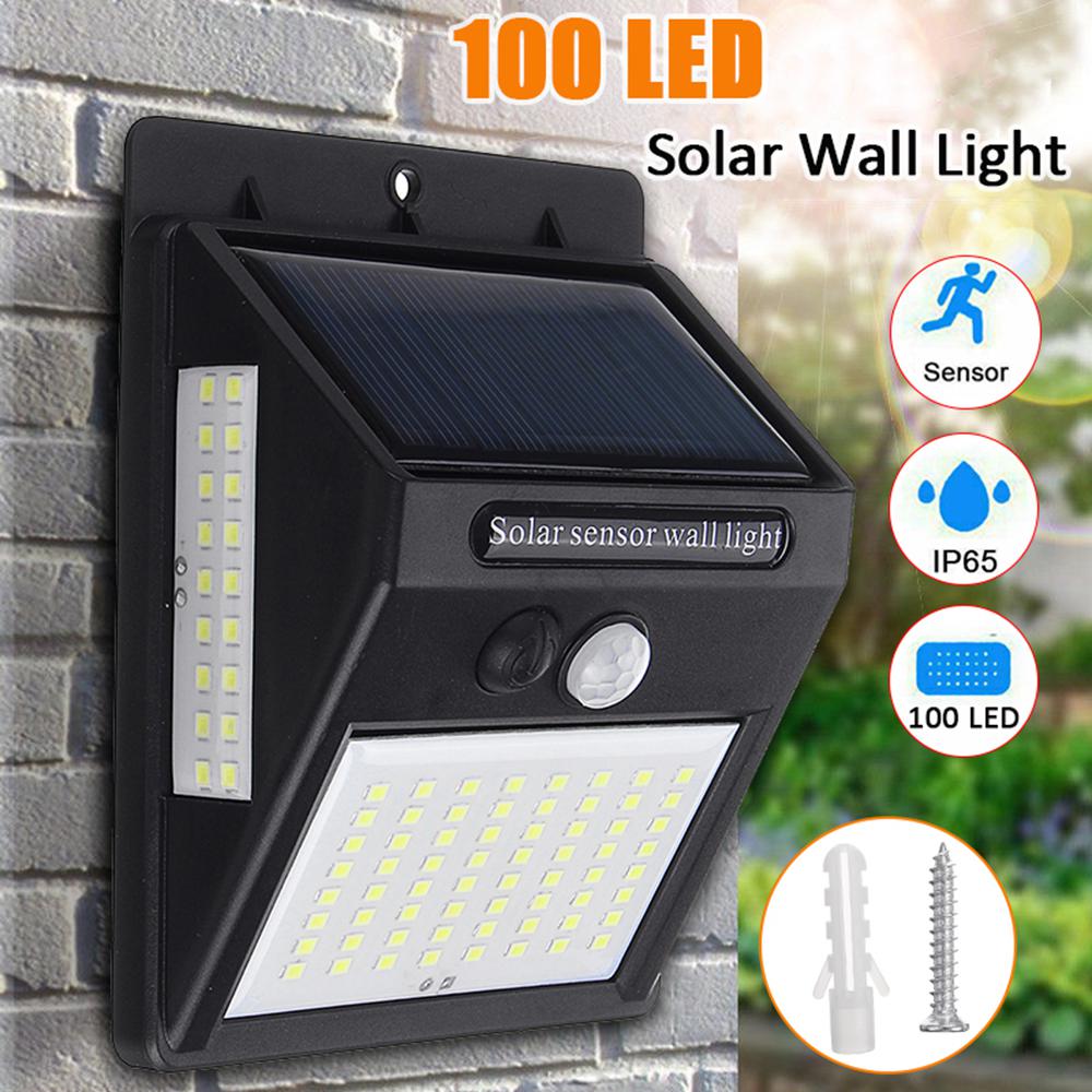 Buy 100 LED Solar Light Garden Lamp PIR Motion Sensor Powered ...