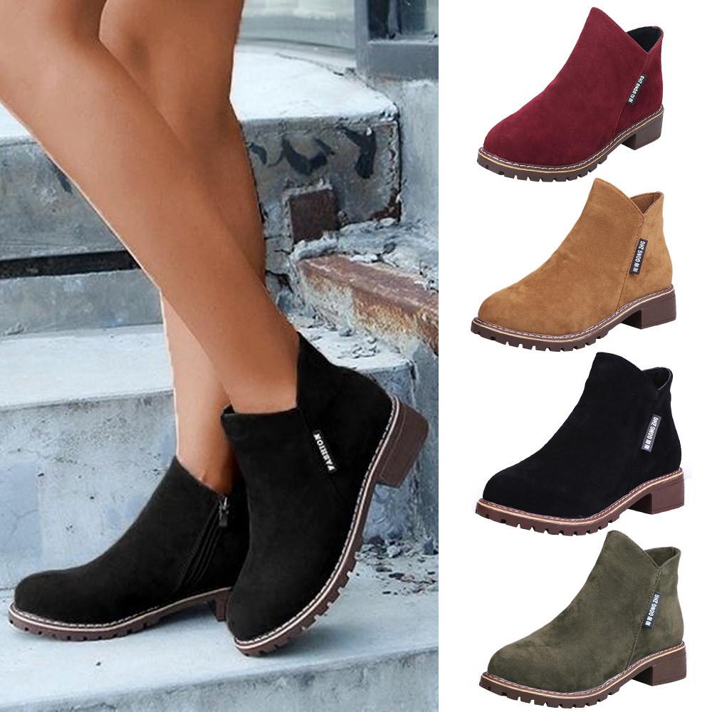 Buy Women's Ladies Fashion Ankle Short Boots Leather Shoes Sneakers at ...