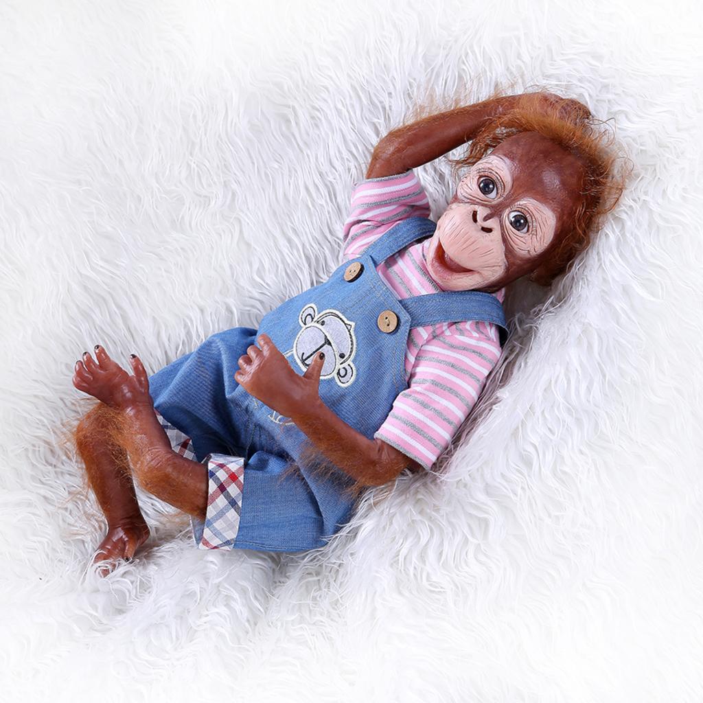 Buy 20in Baby Monkey Doll Silicone Reborn Orangutan Dolls pink at ...