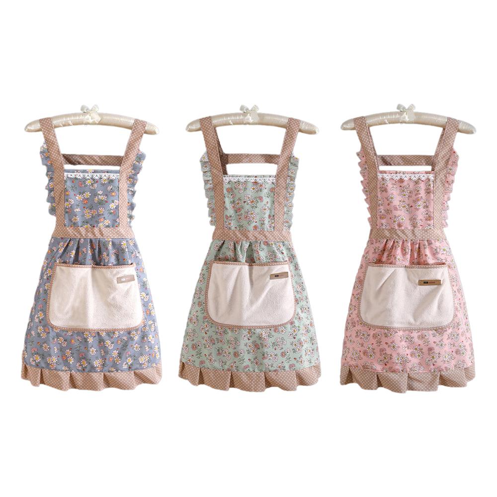 Cheap Kitchen Cooking aprons Canvas Floral Sleeveless Adjustable Bib ...