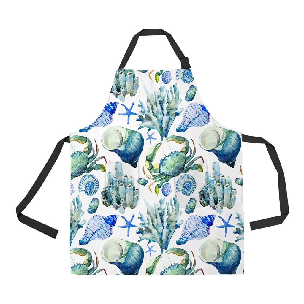 Buy Sea Ocean Shell Coral Crab Water Color Apron Home Kitchen Apron at ...