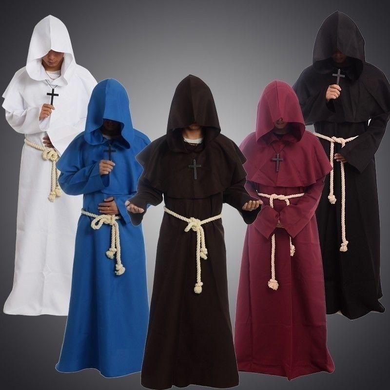 Buy Coat Medieval Monk Cape Dress Robe Renaissance Cosplay Costumes Men ...