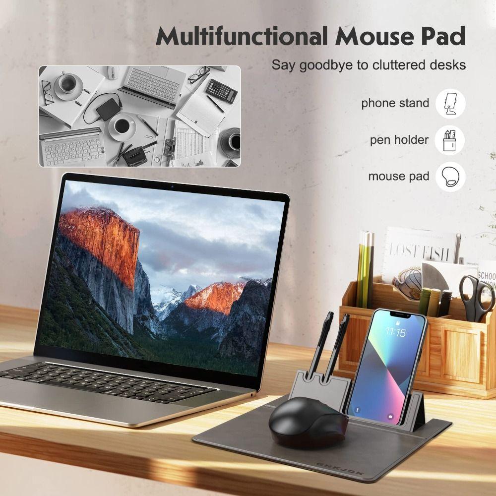 Satın alın Computer Table Non-Slip Base Mousepad PU Leather Pen Holder ...
