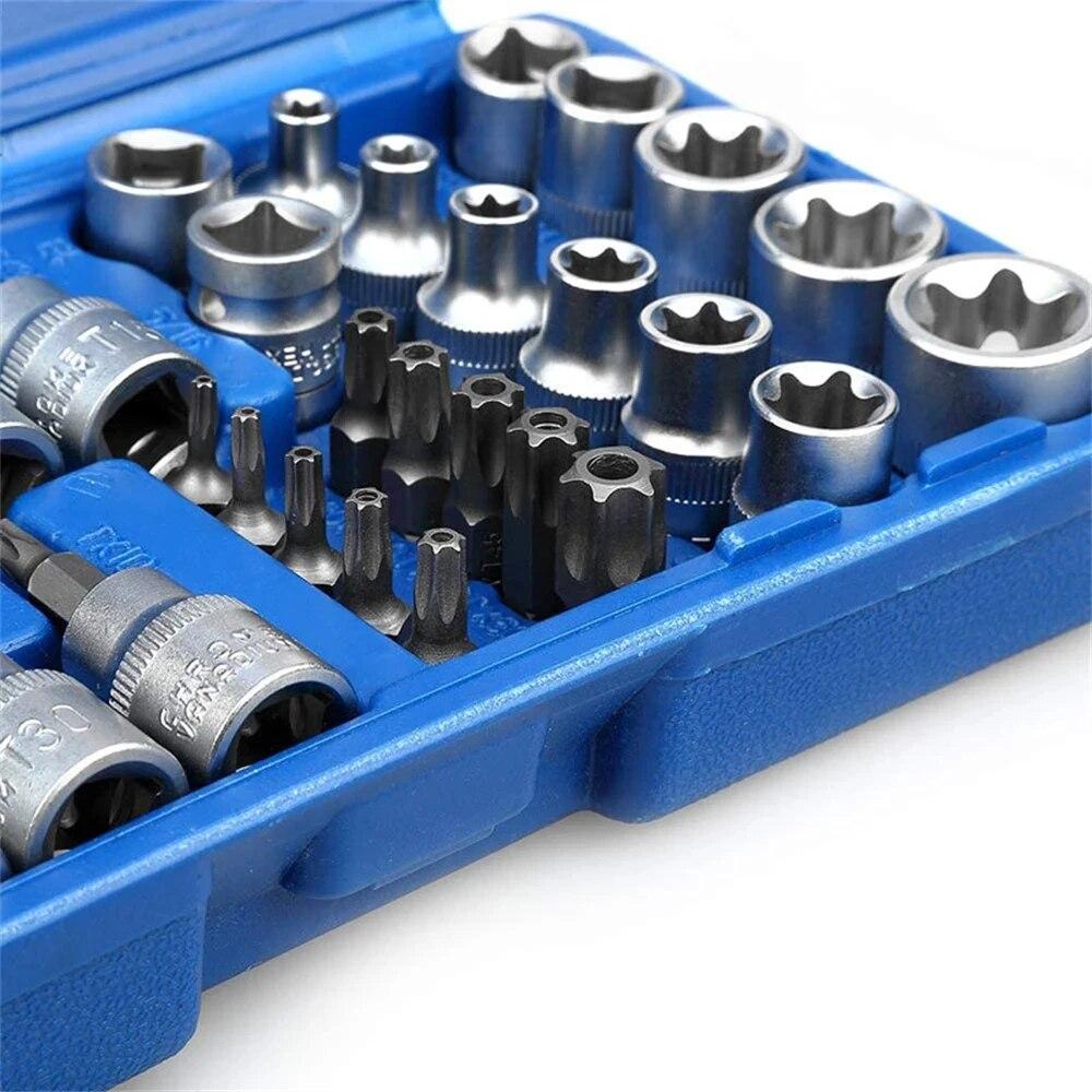 High-quality 34Pcs Torx Star Sockets & Bit Set Male / Female E-Security ...