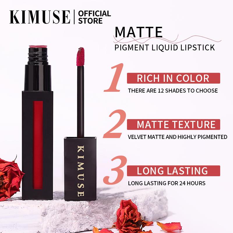 Buy Kimuse Powerful Matte Pigment Liquid Lipstick Long-Lasting Lip ...