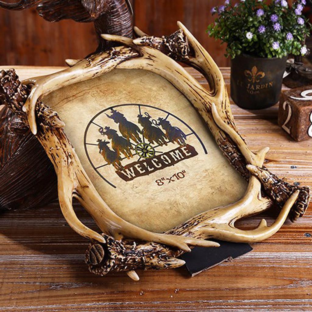 Buy 8 X 10'' Handmade American Antlers Picture Photo Frame Office Desk ...
