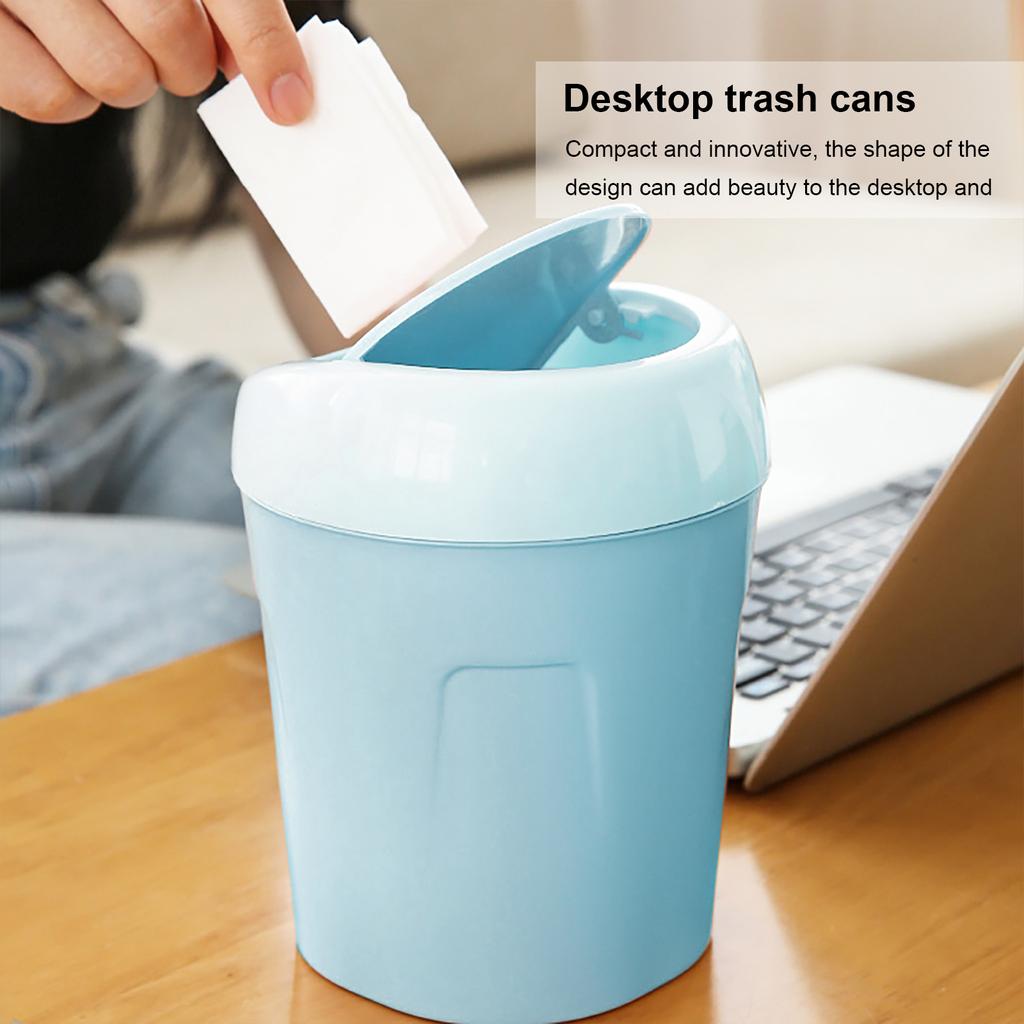 Buy Desktop Mini Trash Can Desk Swing Lid Trash Can for Tabletop Coffee ...