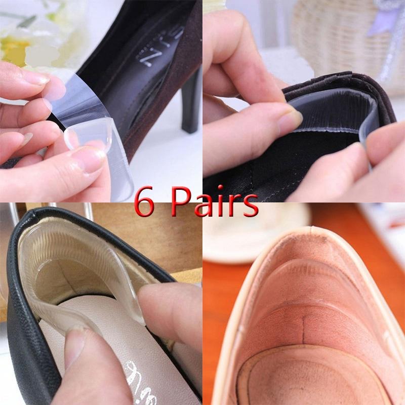 Buy 6 Pair Sticky Silicone Shoe Back Heel Inserts Insoles Pads Cushion ...