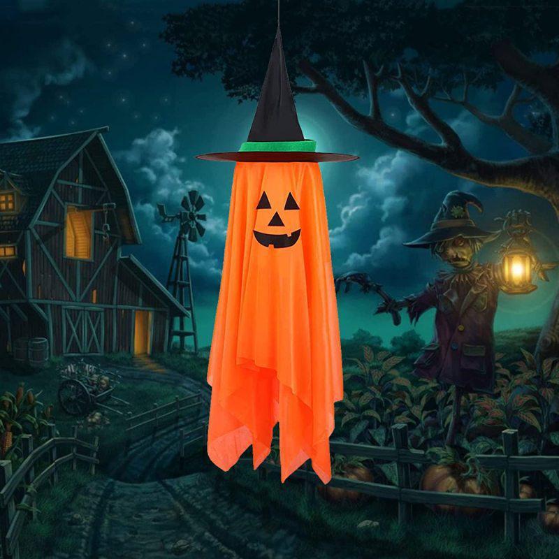 Buy Halloween Decorations Orange Pumpkin Wizard Hat Gypsophila Ghost ...