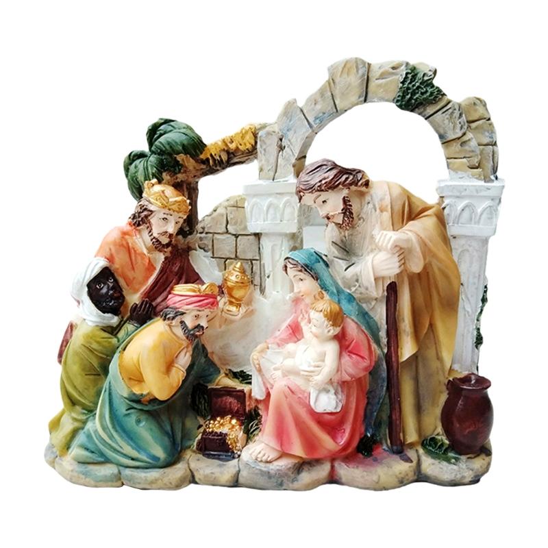 Buy Christmas Nativity Figurine Manger Holy Family Statue Resin ...