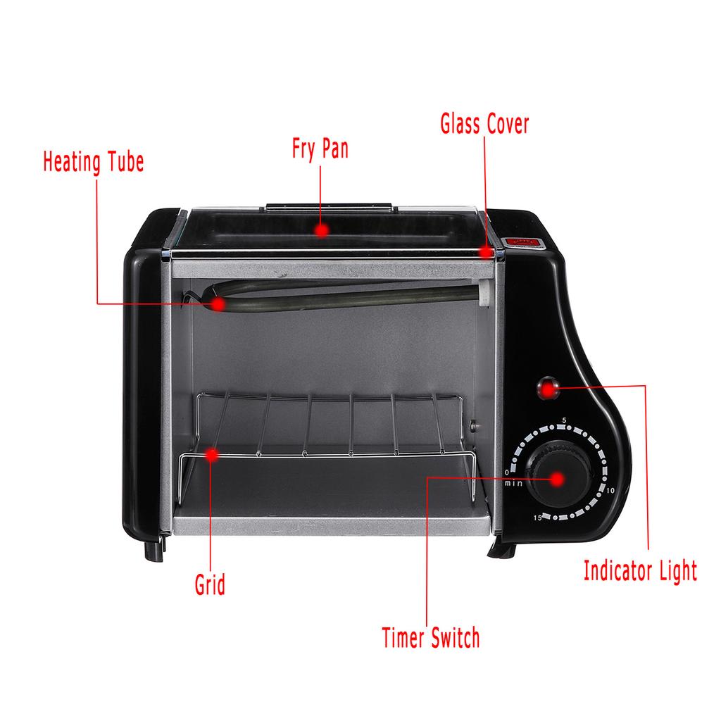 Buy 1.5L Mini Toaster Bread Electric Oven Baking Frying Pan Eggs ...