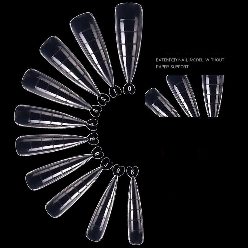 Cheap 100Pcs Transparent Sharp Nail Tips Form Nail Extension Mold Quick ...