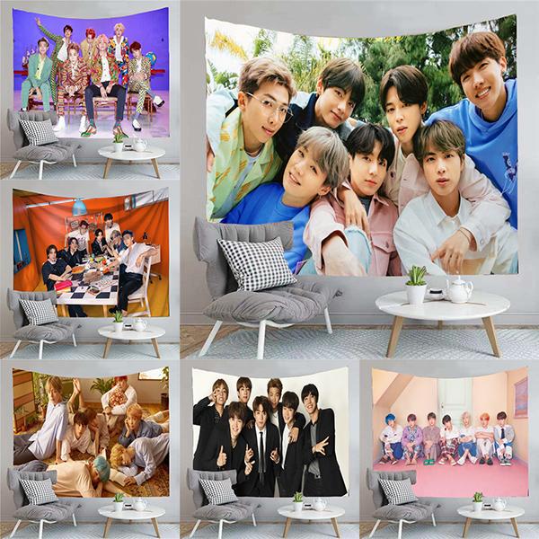 Buy BTS Tapestry Kpop Star Boho Wall Tapestry Hanging Wall Cloth Carpet ...
