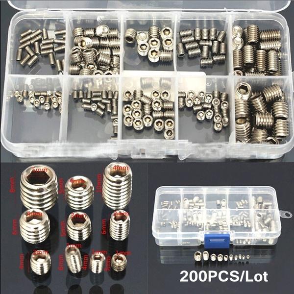 Buy 200pcs St 304 Stainless Steel Allen Head Socket Hex Set Grub Screw ...