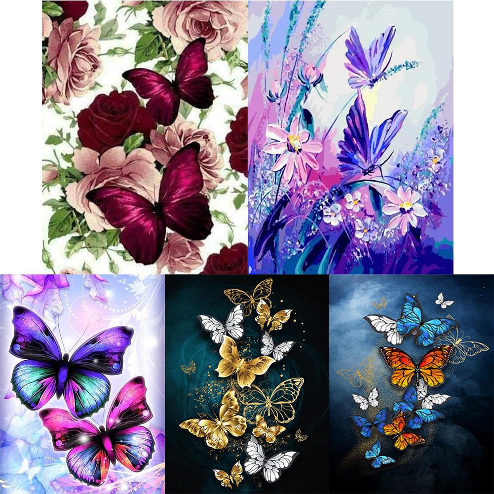 Buy Color Butterfly Drawing DIY Canvas Paint By Numbers Oil Hand ...