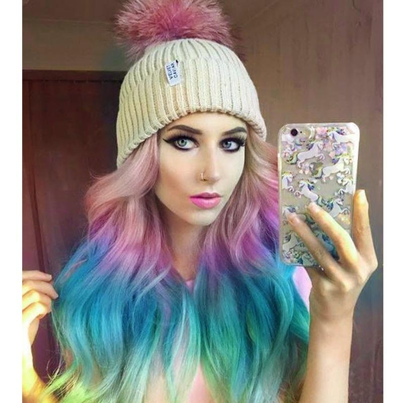 Buy Long Wavy Colorful Cosplay Wig Mermaid Style Women Party Synthetic ...