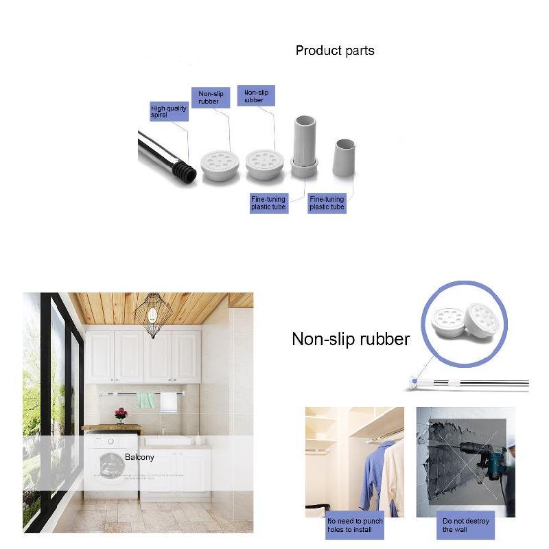 Spring Loaded Telescopic Pole Rail Tension Rods Adjustable Rail ...