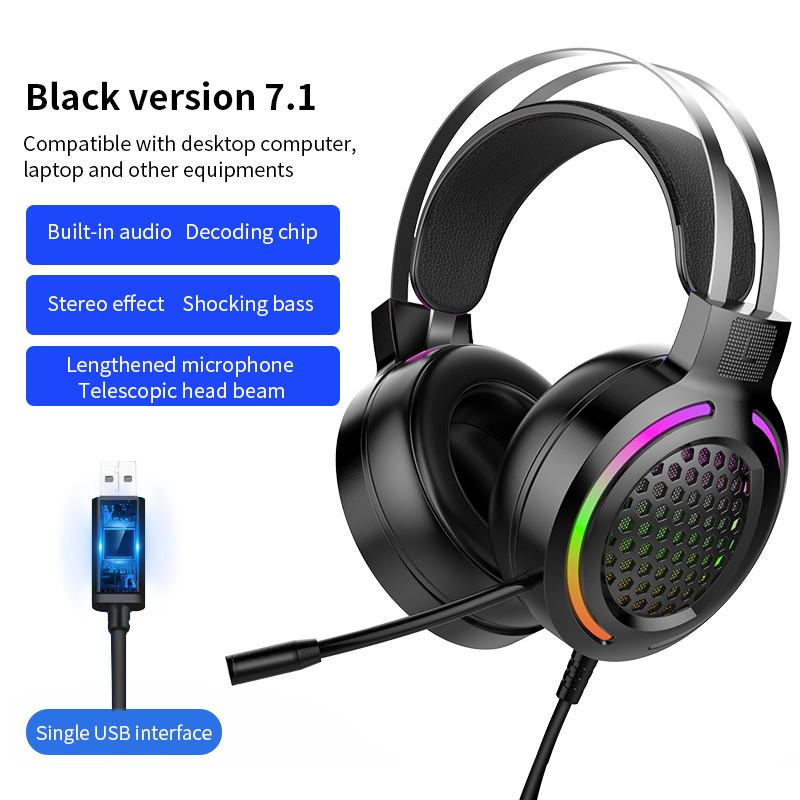 Buy LED RGB Wired Gaming Headset Overear HIFI Sound Headphone With ...
