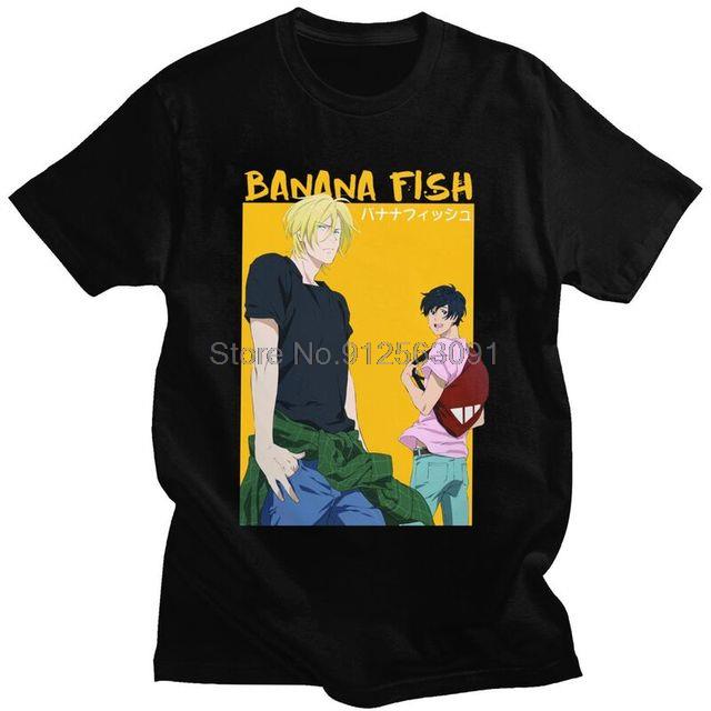 Cheap Vintage Banana Fish T Shirt Men Short Sleeve Cotton T-Shirts Ash ...