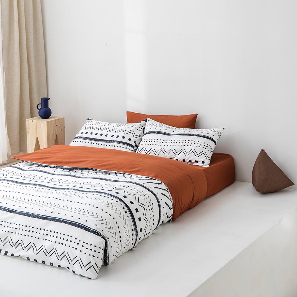 Buy 3PCS Geometric Pattern Bedding Comforter Cover with Corner Ties ...