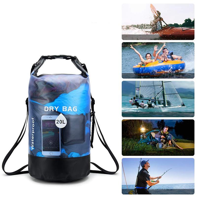 Buy 10/20L Waterproof Bags Dry Bag Storage Backpack with 6.5inch Phone ...