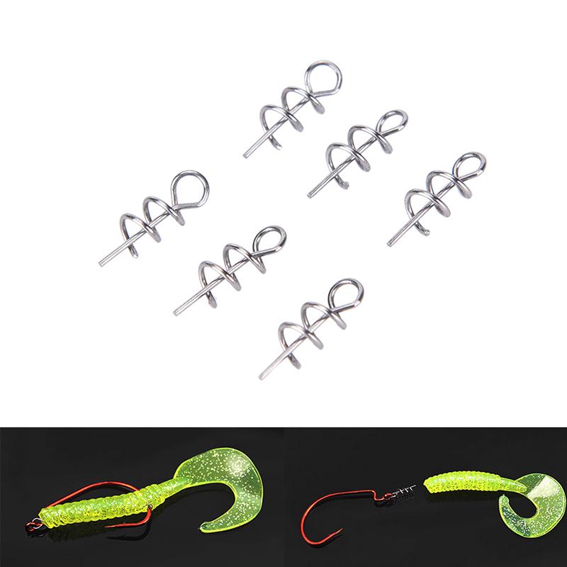 100X Soft Lure Baits Hook Pin Spring Fixed Lock Fishing Screw Needle ...
